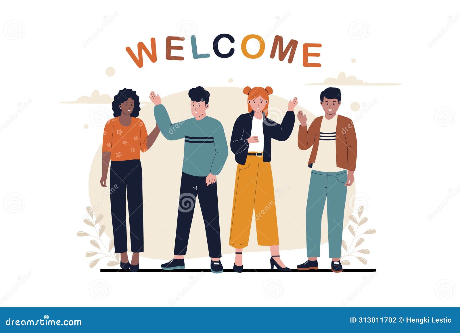 A Group of People from Different Ethnicities Welcomed the Arrival Stock ...