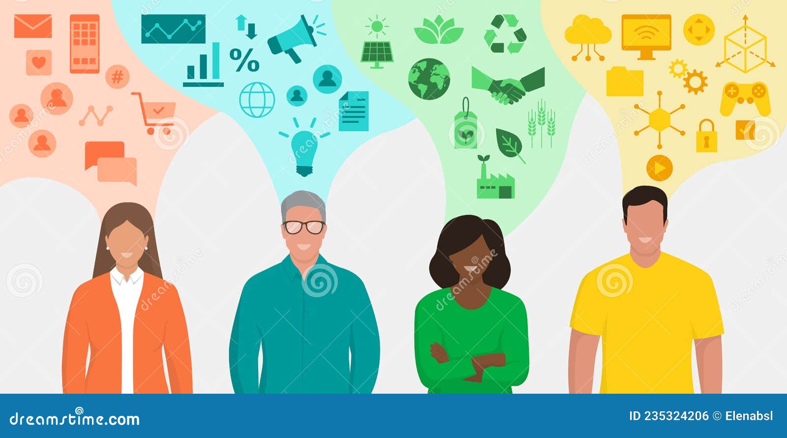 Group of People and Different Interests Stock Vector - Illustration of ...