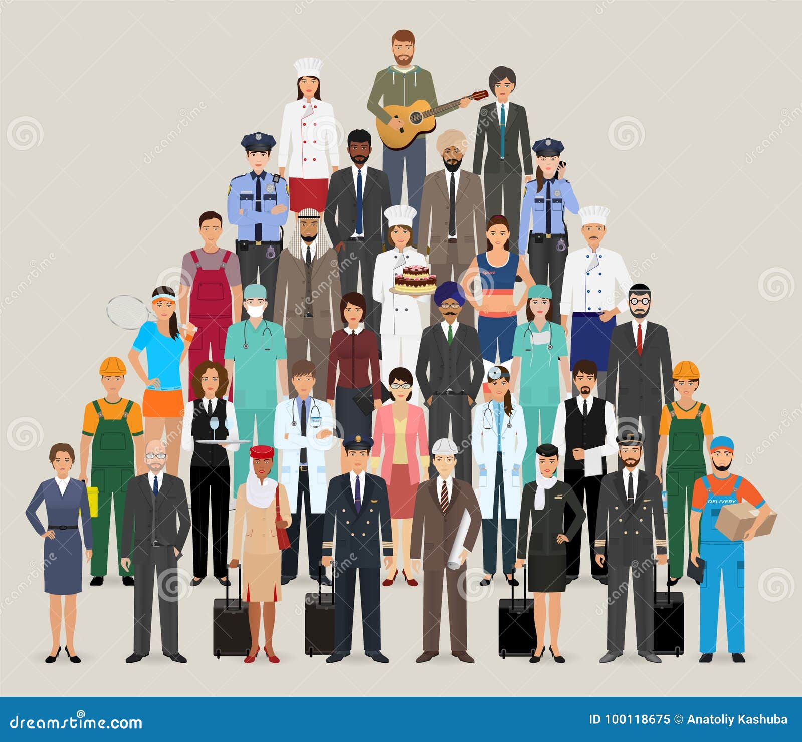 Group of People with Different Occupation. Employee and Workers ...