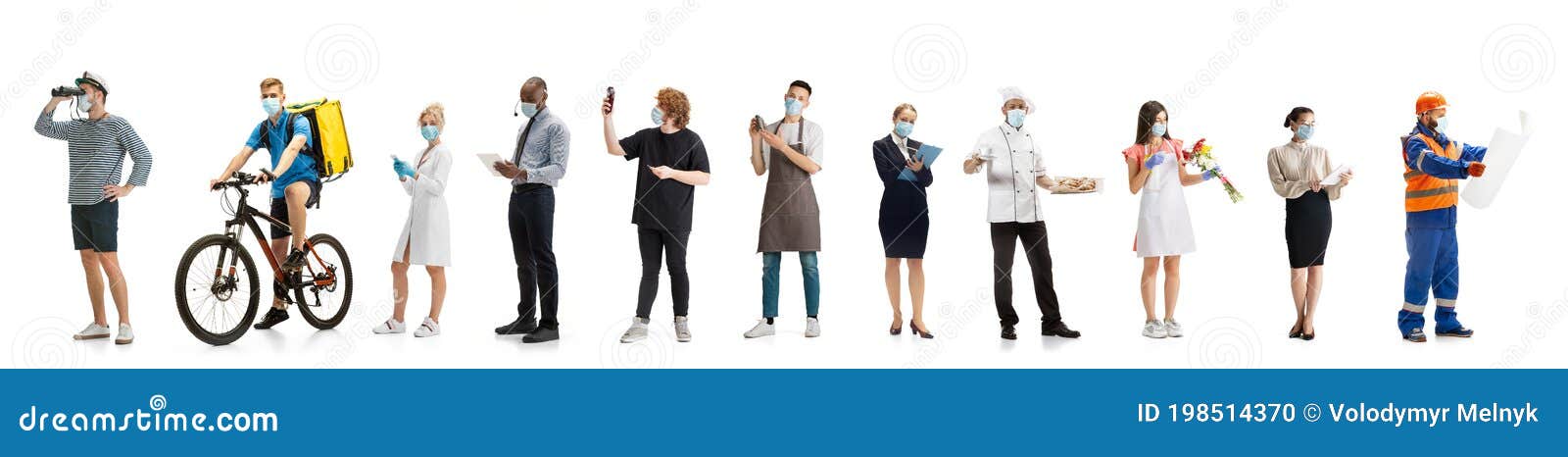 Group of People with Different Professions Isolated on White Studio ...