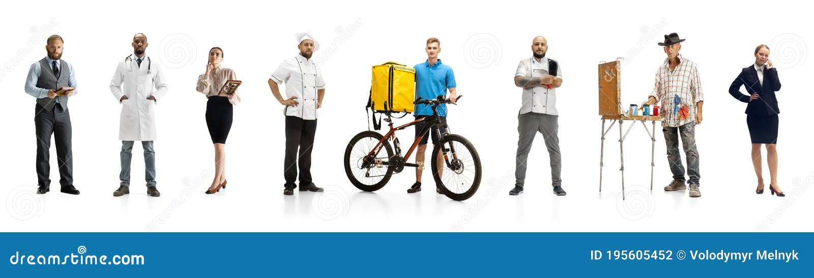 Group of People with Different Professions Isolated on White Studio ...