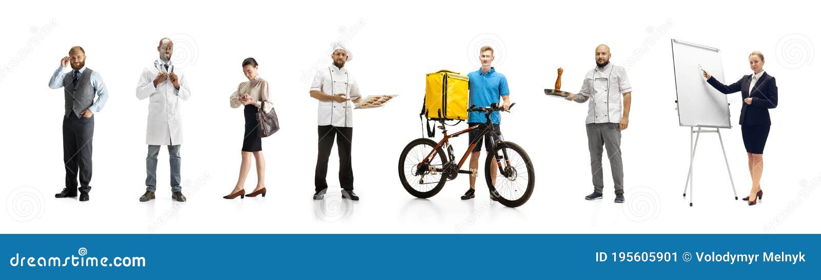 Group of People with Different Professions Isolated on White Studio ...