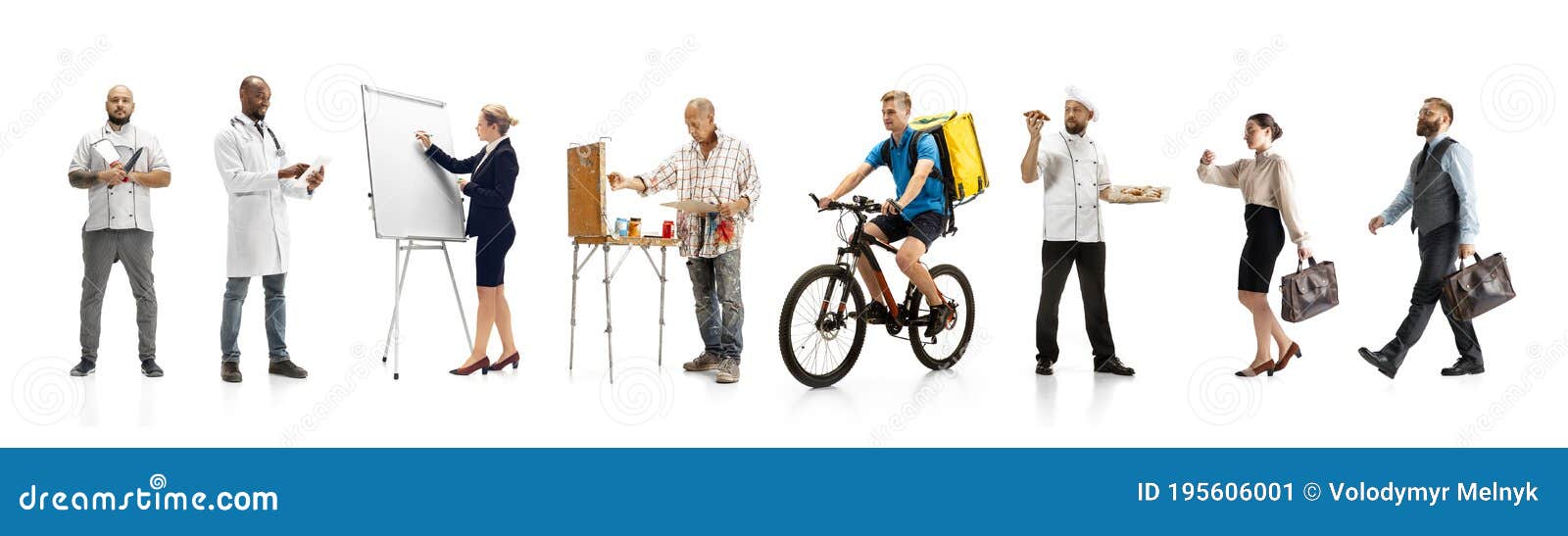 Group of People with Different Professions Isolated on White Studio ...