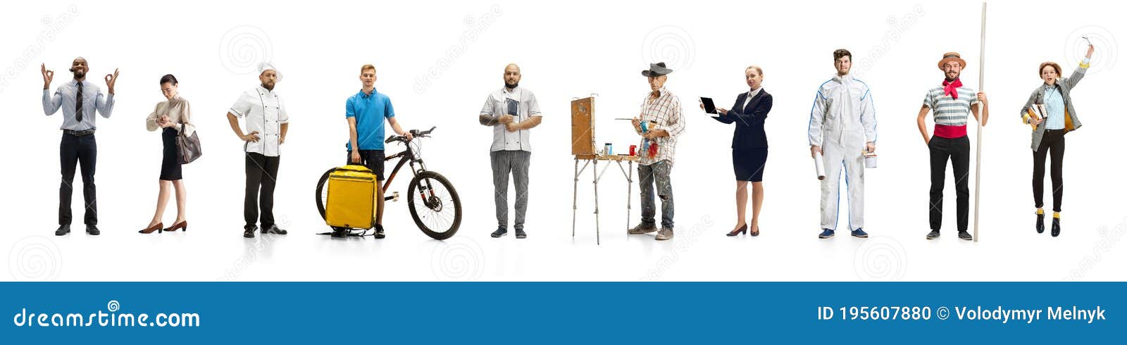 Group of People with Different Professions Isolated on White Studio ...