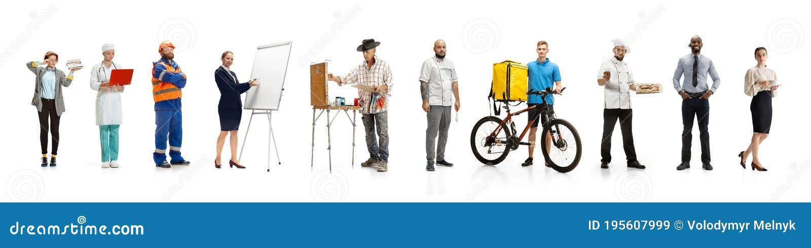 Group of People with Different Professions Isolated on White Studio ...