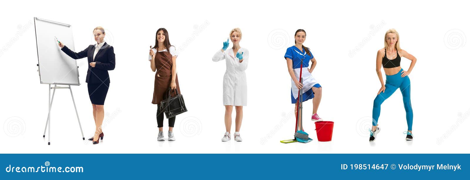 Group of People with Different Professions Isolated on White Studio ...