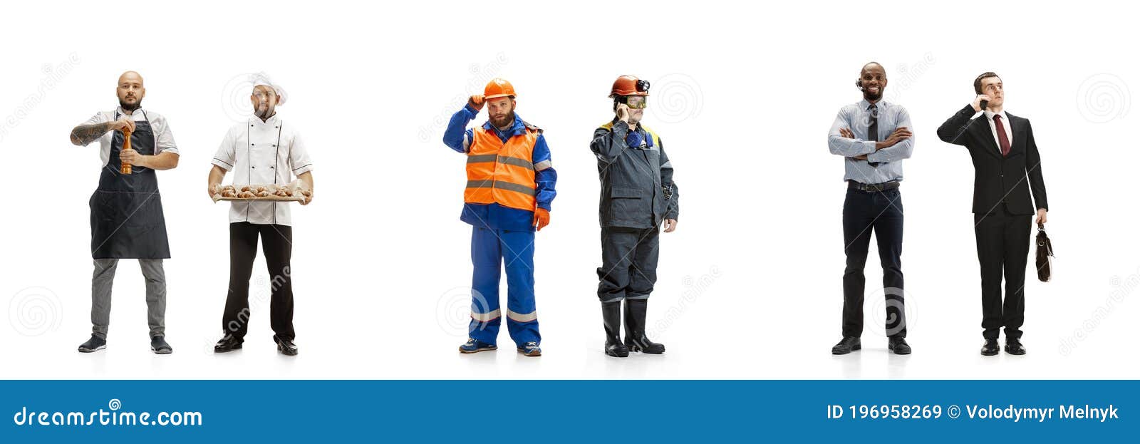 Group of People with Different Professions Isolated on White Studio ...