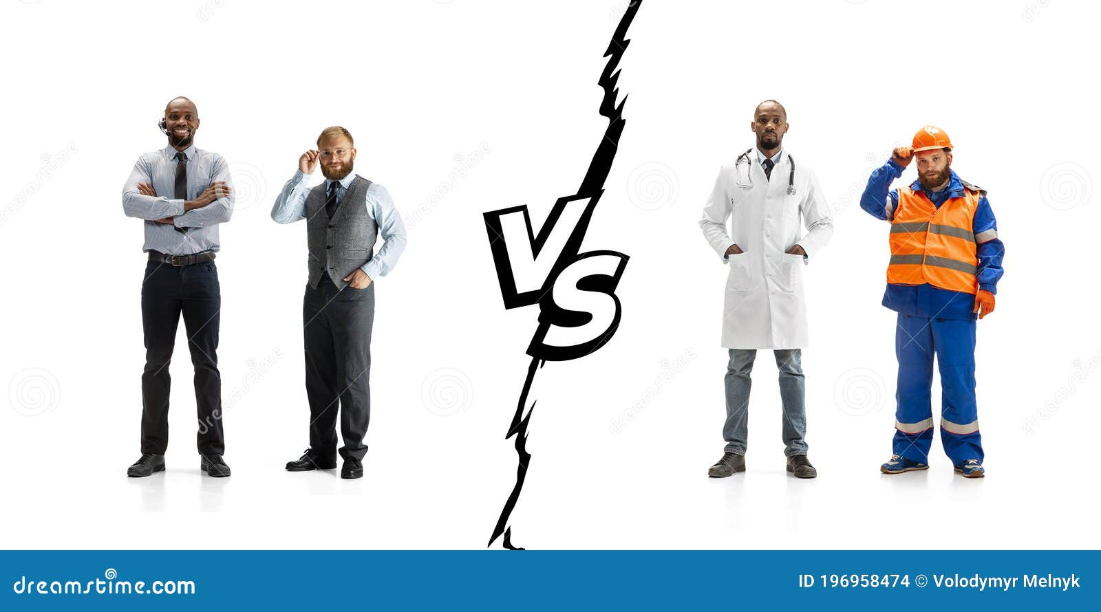 Group of People with Different Professions Isolated on White Studio ...