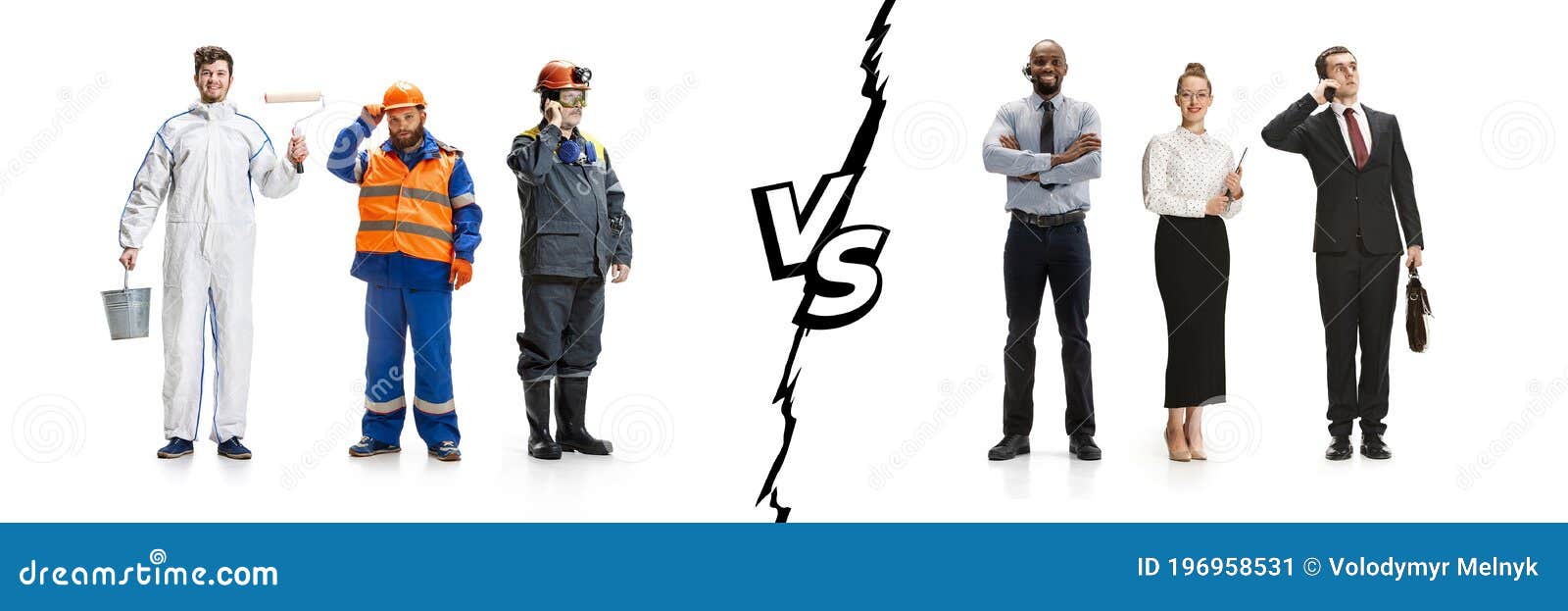 Group of People with Different Professions Isolated on White Studio ...