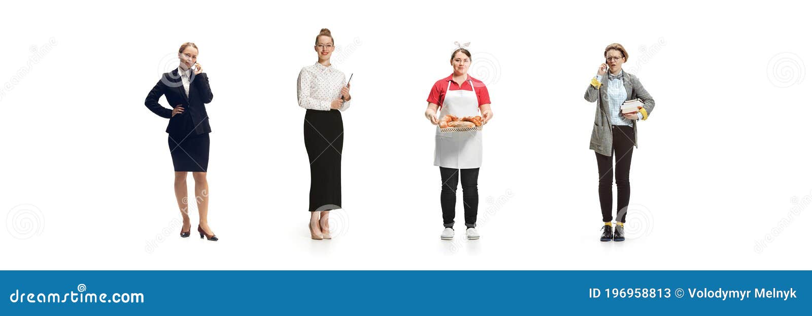 Group of People with Different Professions Isolated on White Studio ...