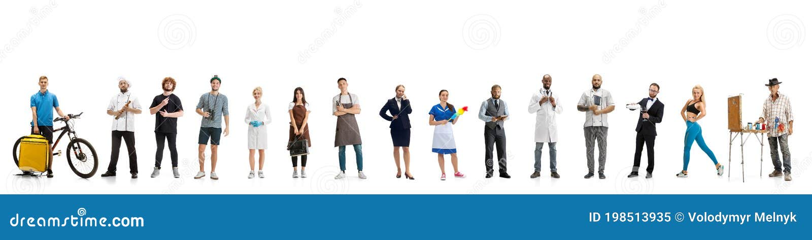 Group of People with Different Professions Isolated on White Studio ...