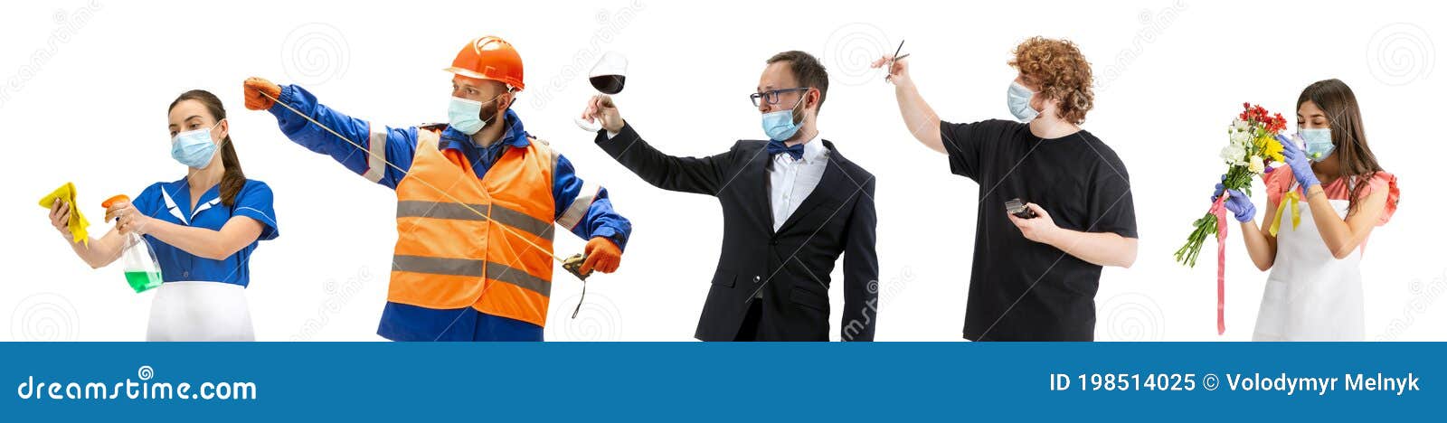 Group of People with Different Professions Isolated on White Studio ...