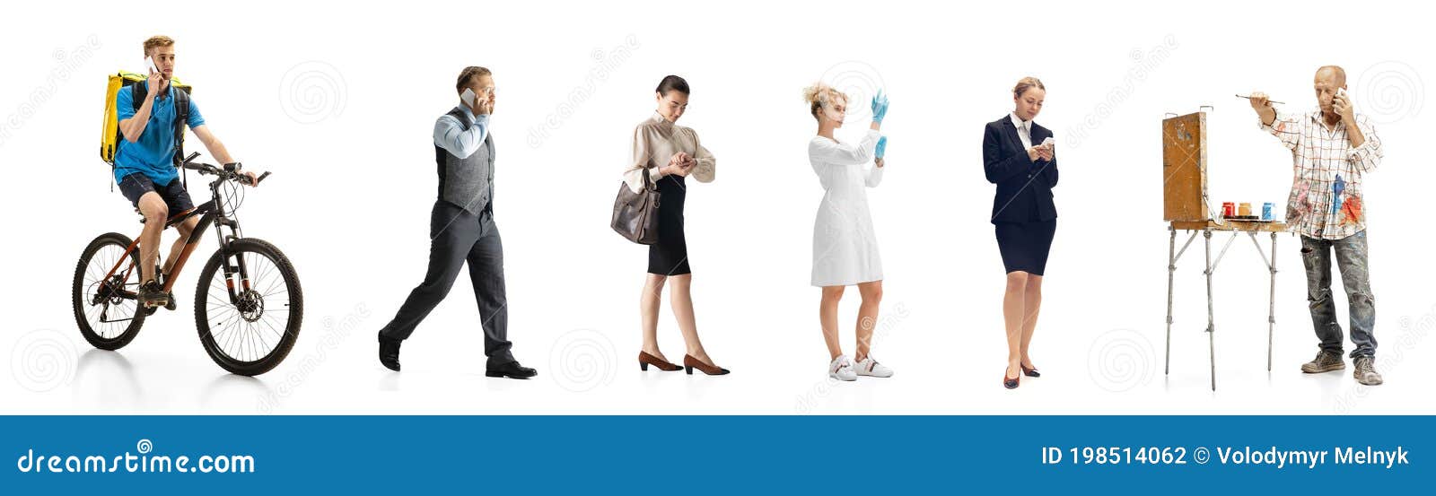 Group of People with Different Professions Isolated on White Studio ...