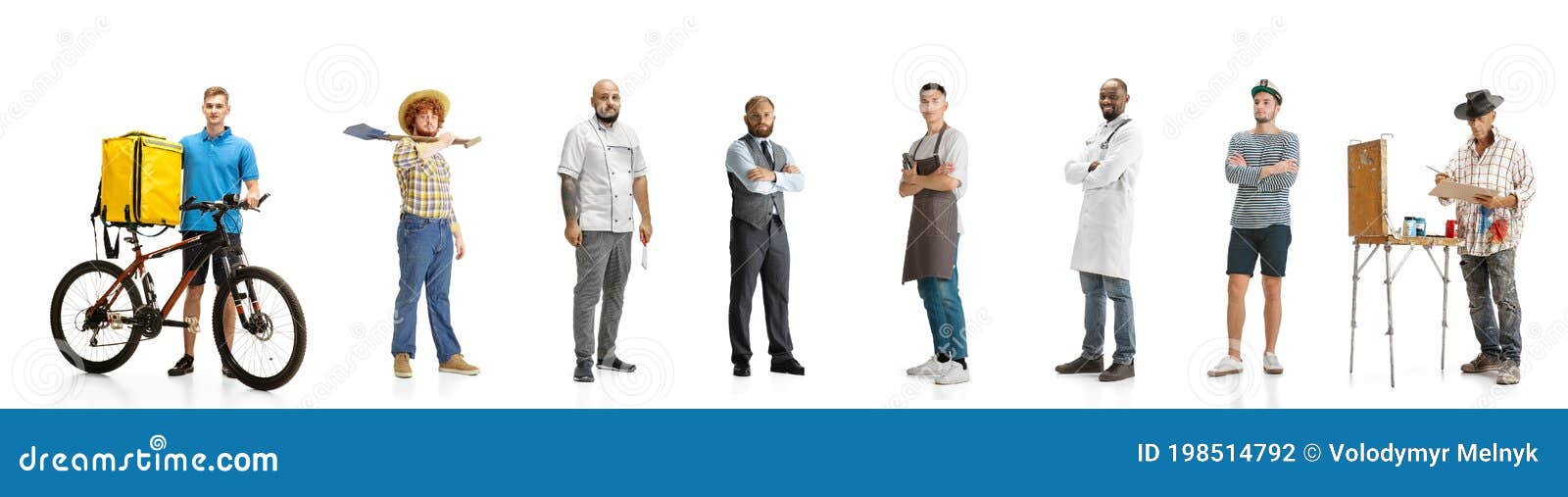 Group of People with Different Professions Isolated on White Studio ...