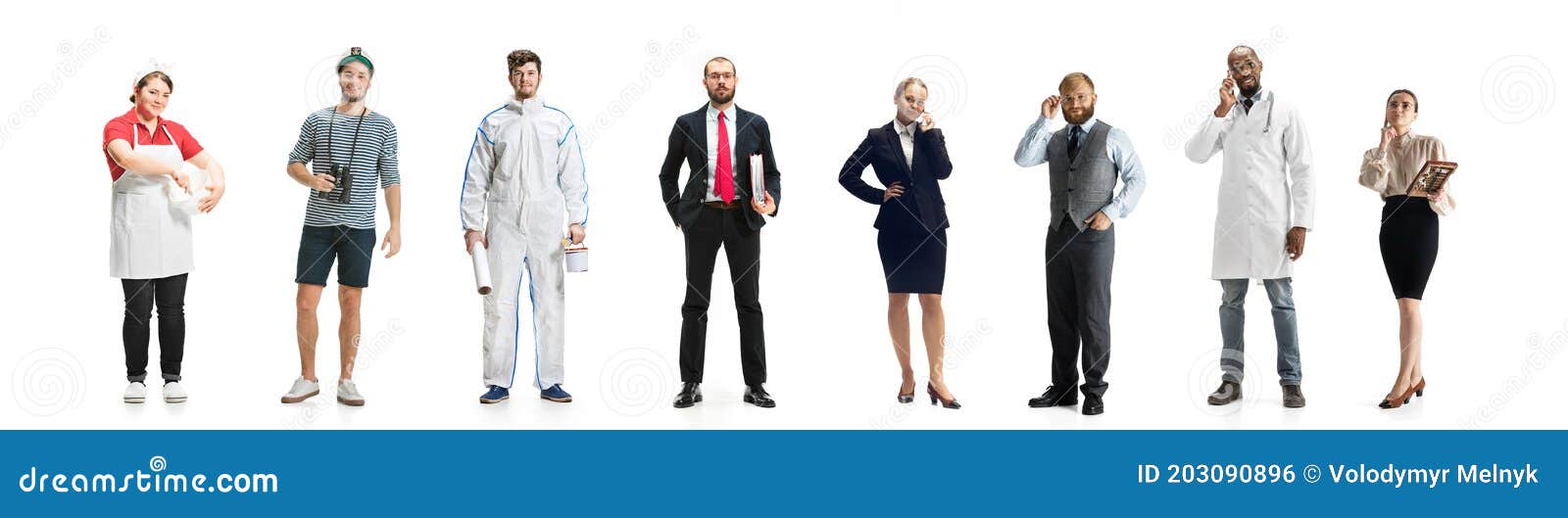 Group of People with Different Professions Isolated on White Studio ...