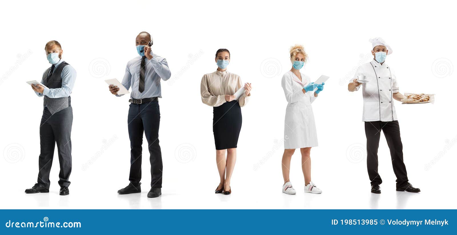 Group of People with Different Professions Isolated on White Studio ...