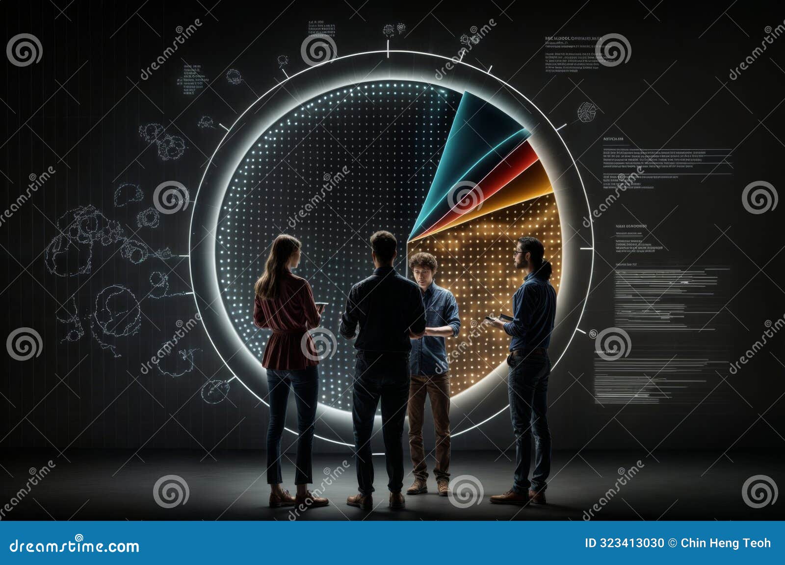 Group of People Discussing Data Visualization in Front of Large Digital ...