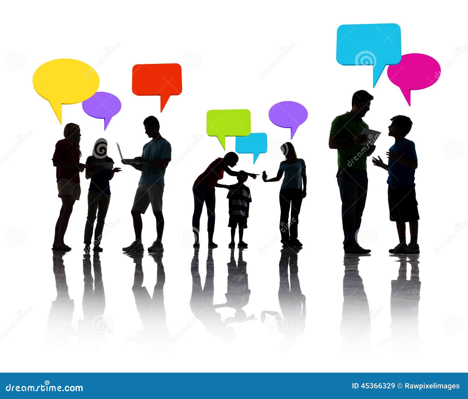 Group of People Discussing with Speech Bubbles Stock Image - Image of ...