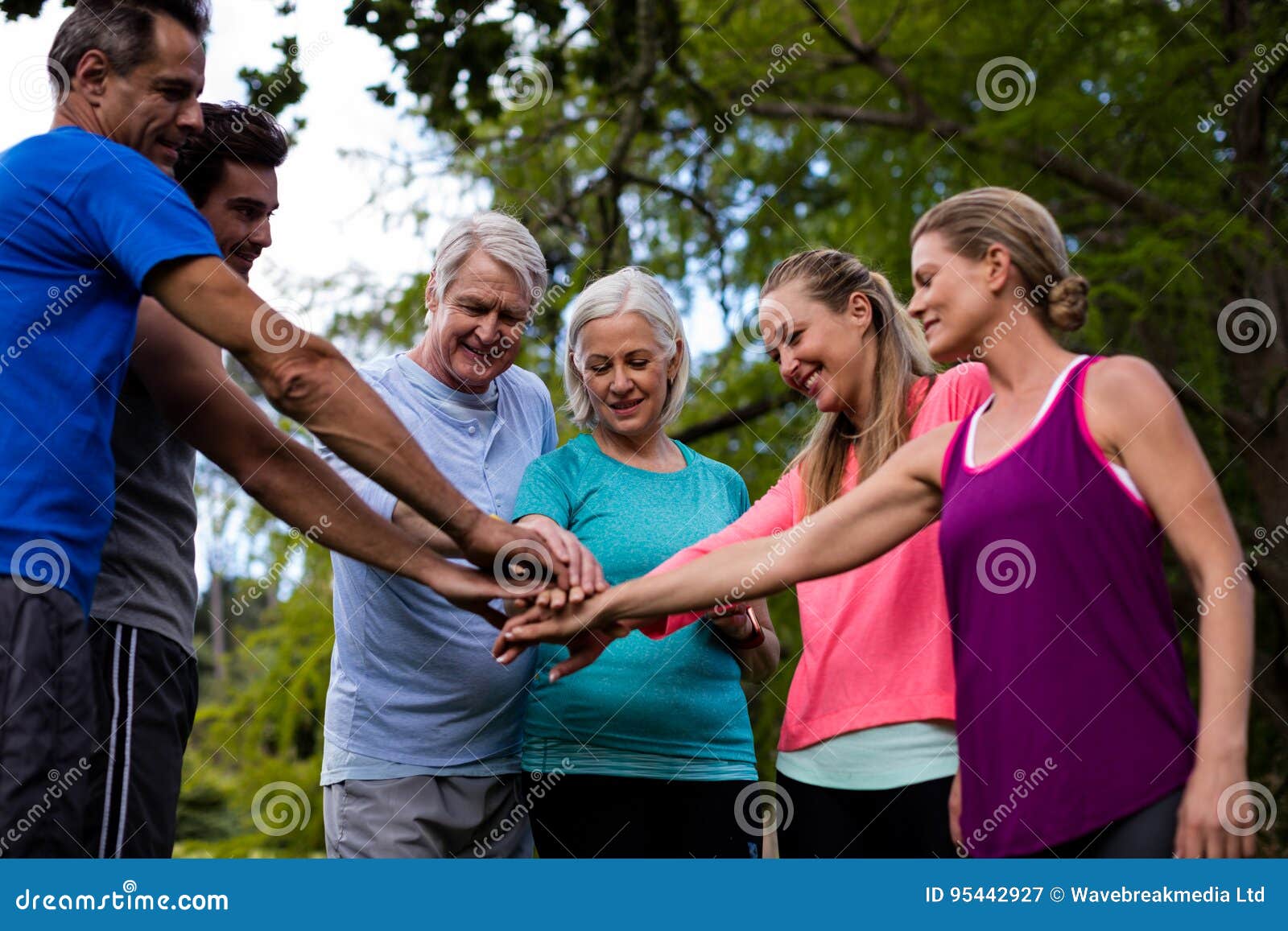 Group of People Doing a Hand Stack Stock Image - Image of mature ...