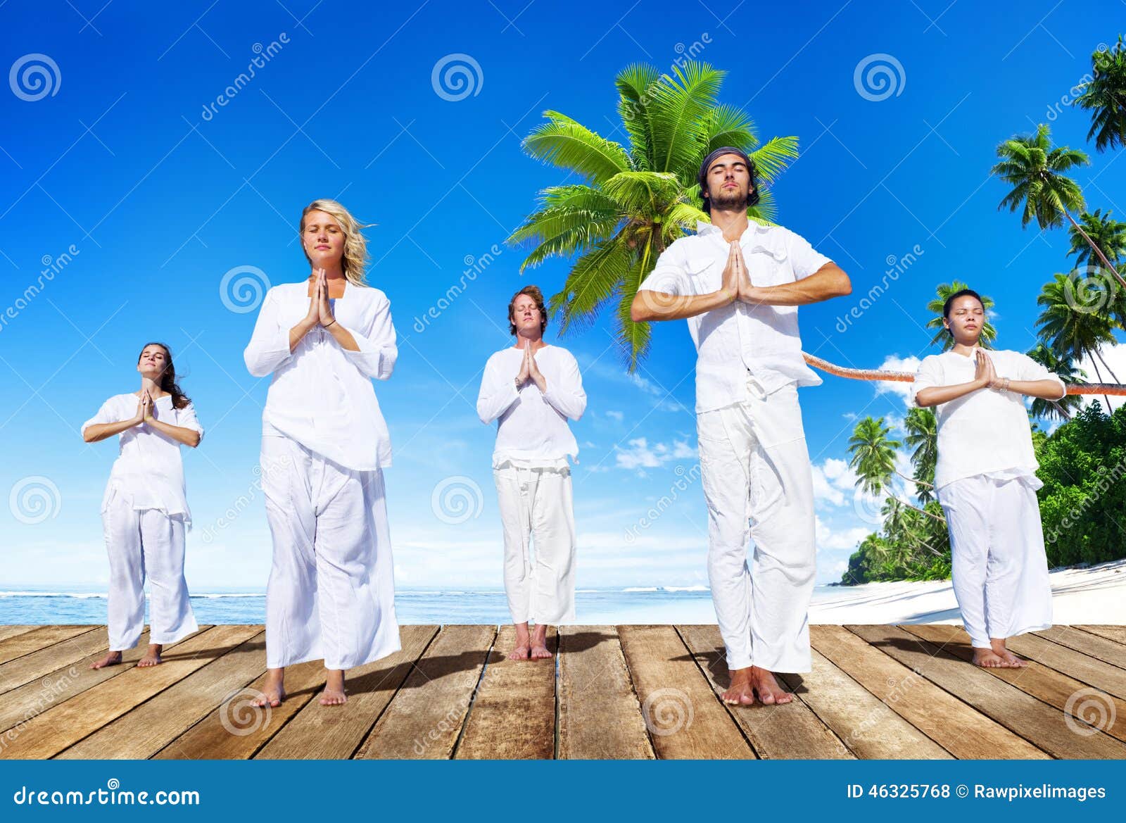 Group of People Doing Meditation with Nature Stock Photo - Image of ...