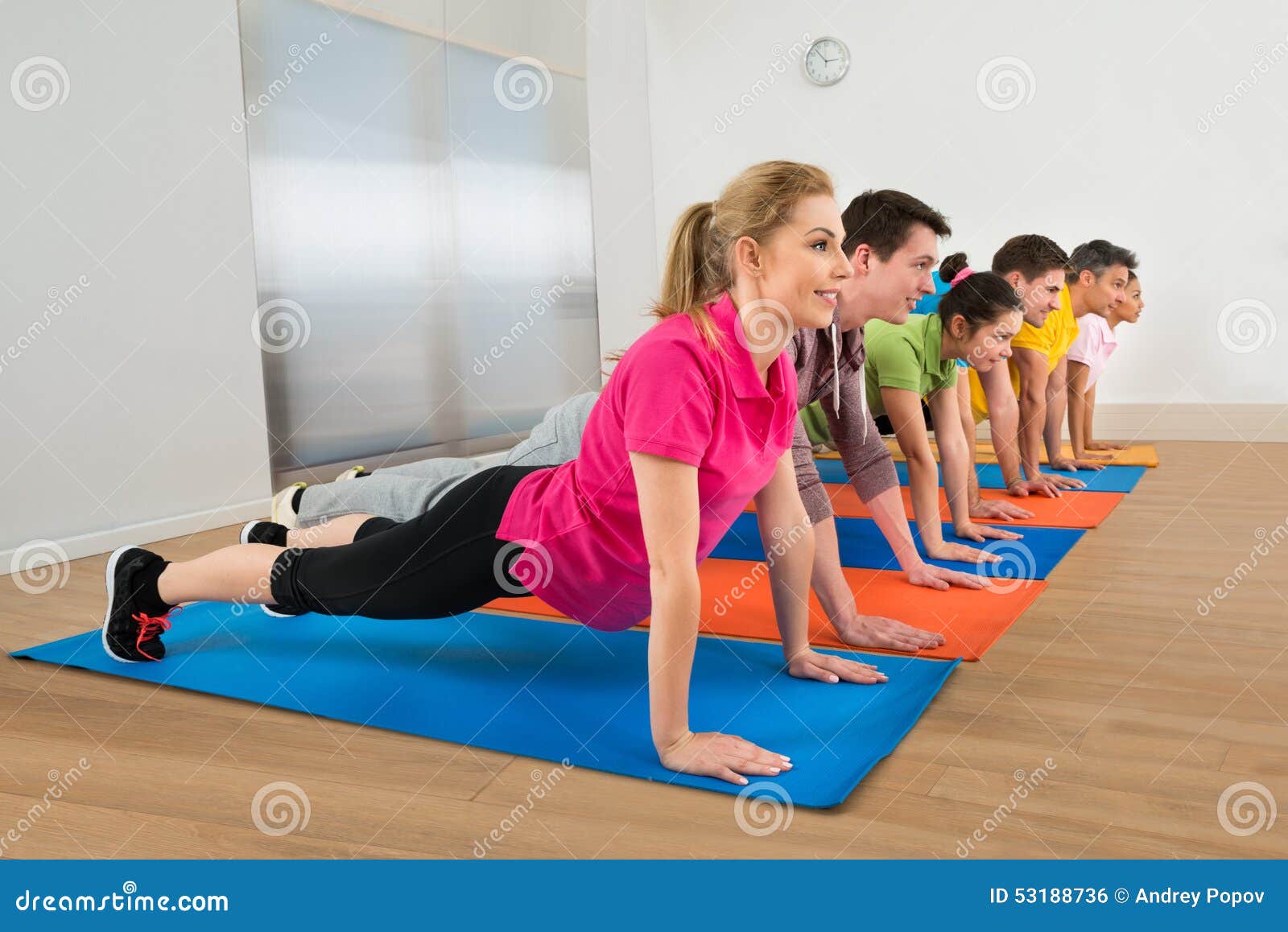 Group of People Doing Push Ups Stock Photo - Image of happiness ...