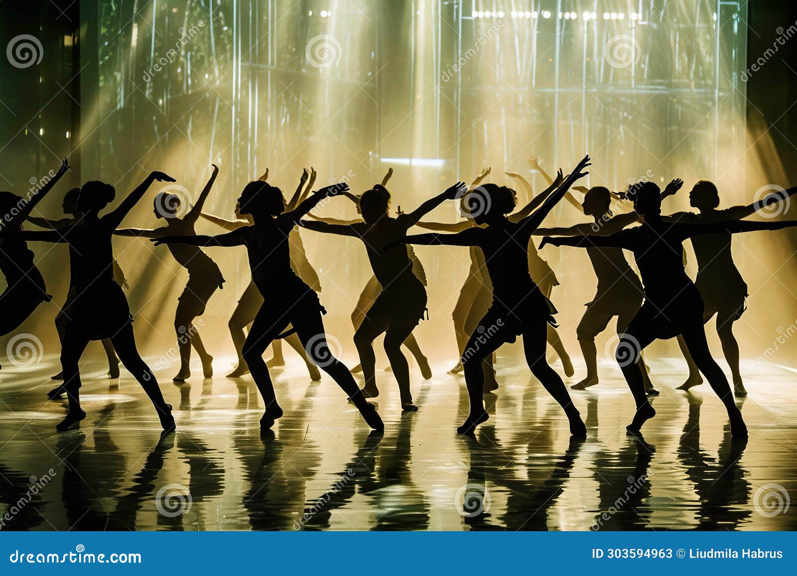 Group of People Doing a Synchronized Dance Routine Stock Illustration ...