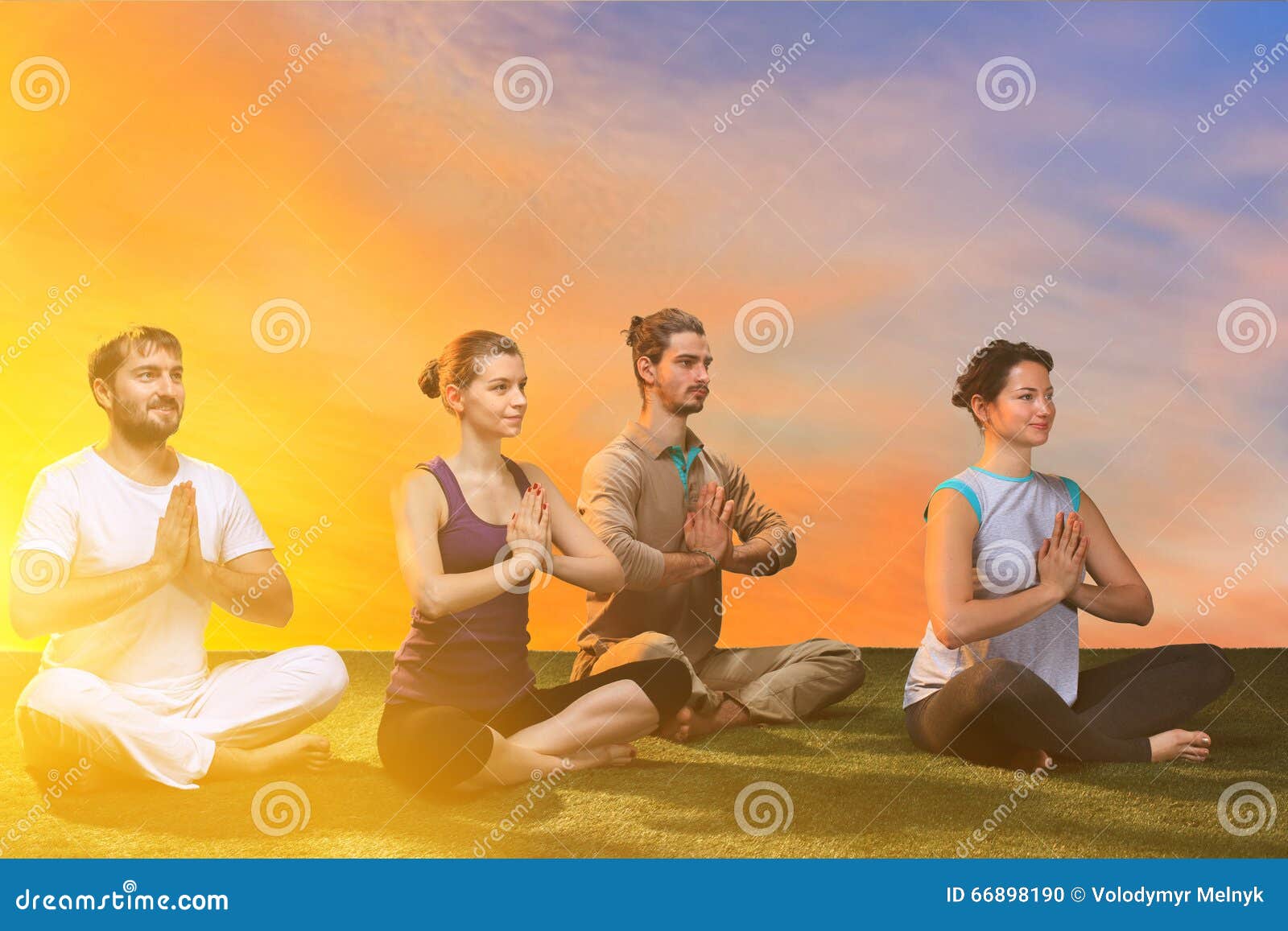 The Group of People Doing Yoga Exercises Stock Photo - Image of adult ...
