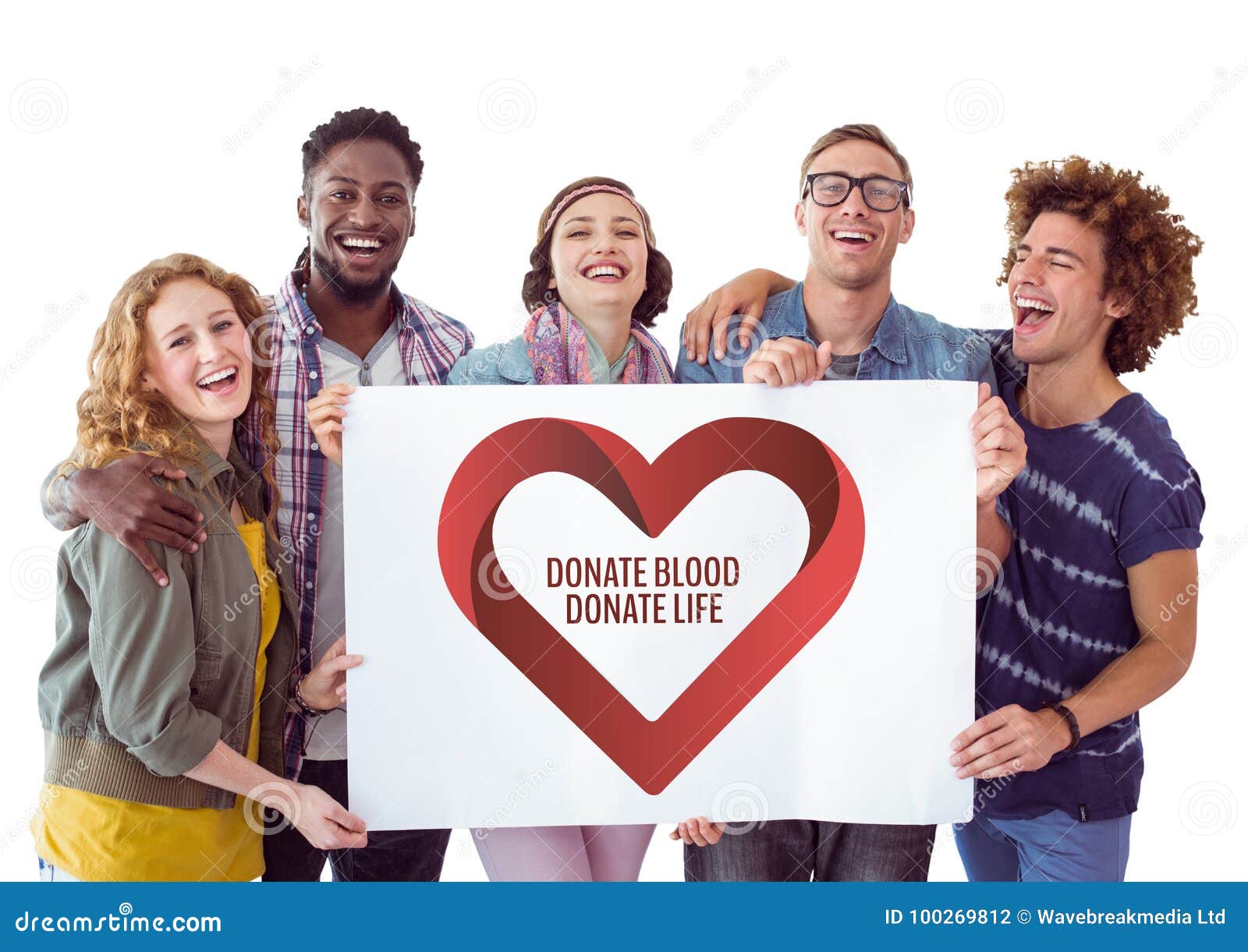 Group of People with Donate Blood Donate Life Text and a Heart Graphic ...