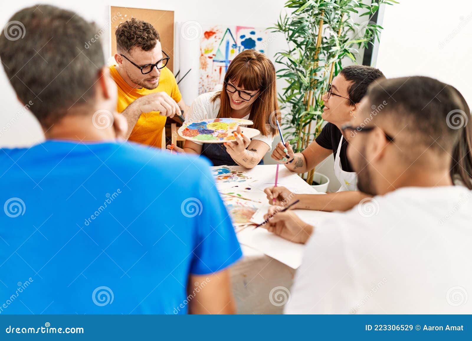 Group of People Drawing at Art Studio Stock Image - Image of class ...