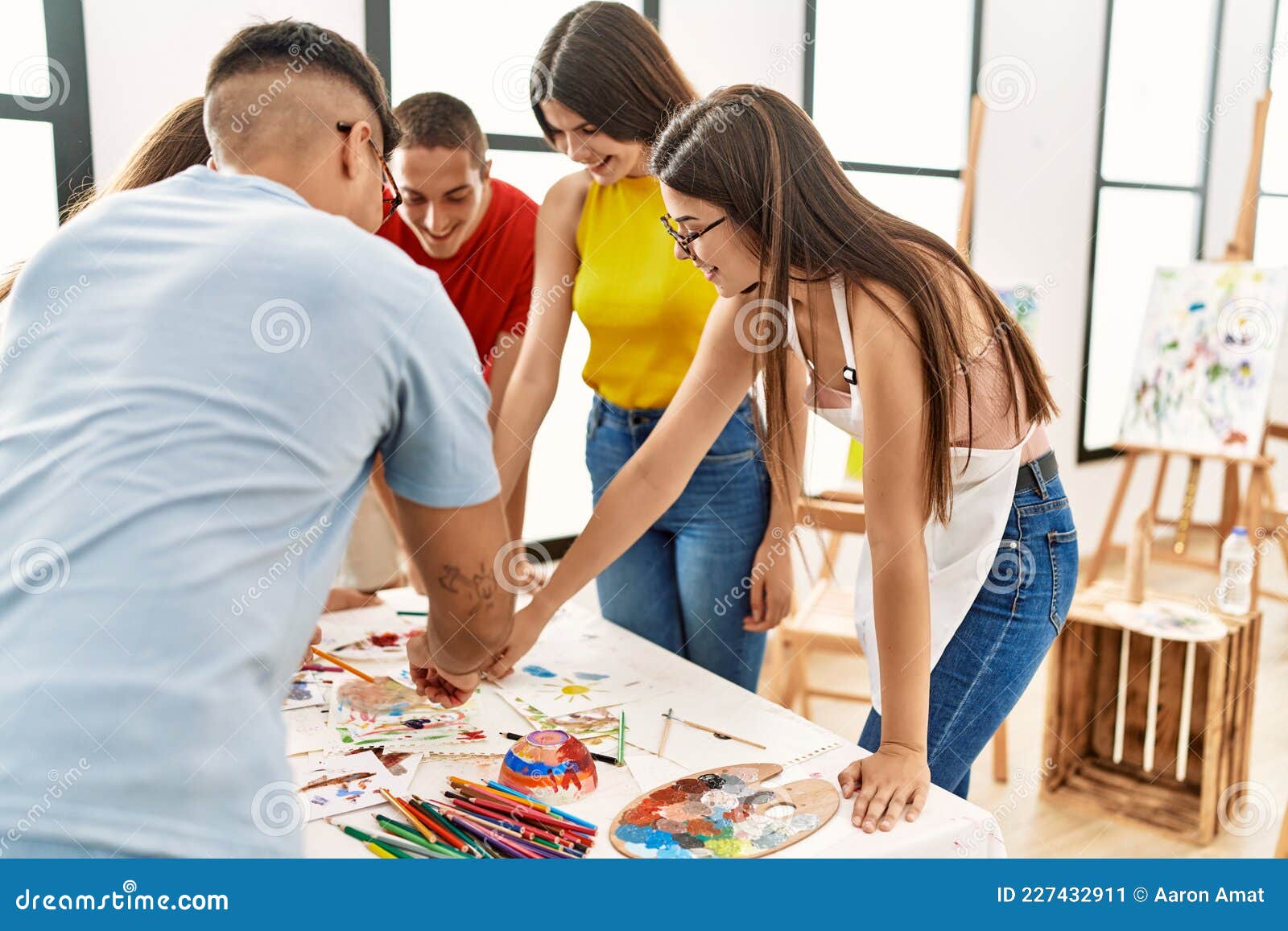 Group of People Drawing at Art Studio Stock Image - Image of creativity ...