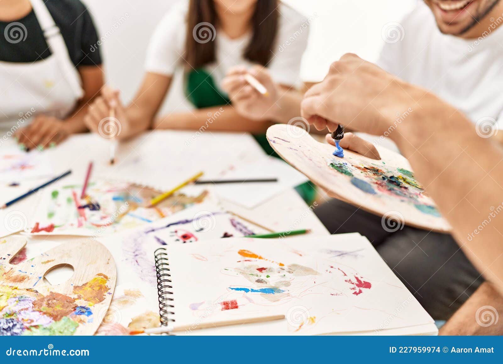 Group of People Drawing at Art Studio Stock Photo - Image of paint ...