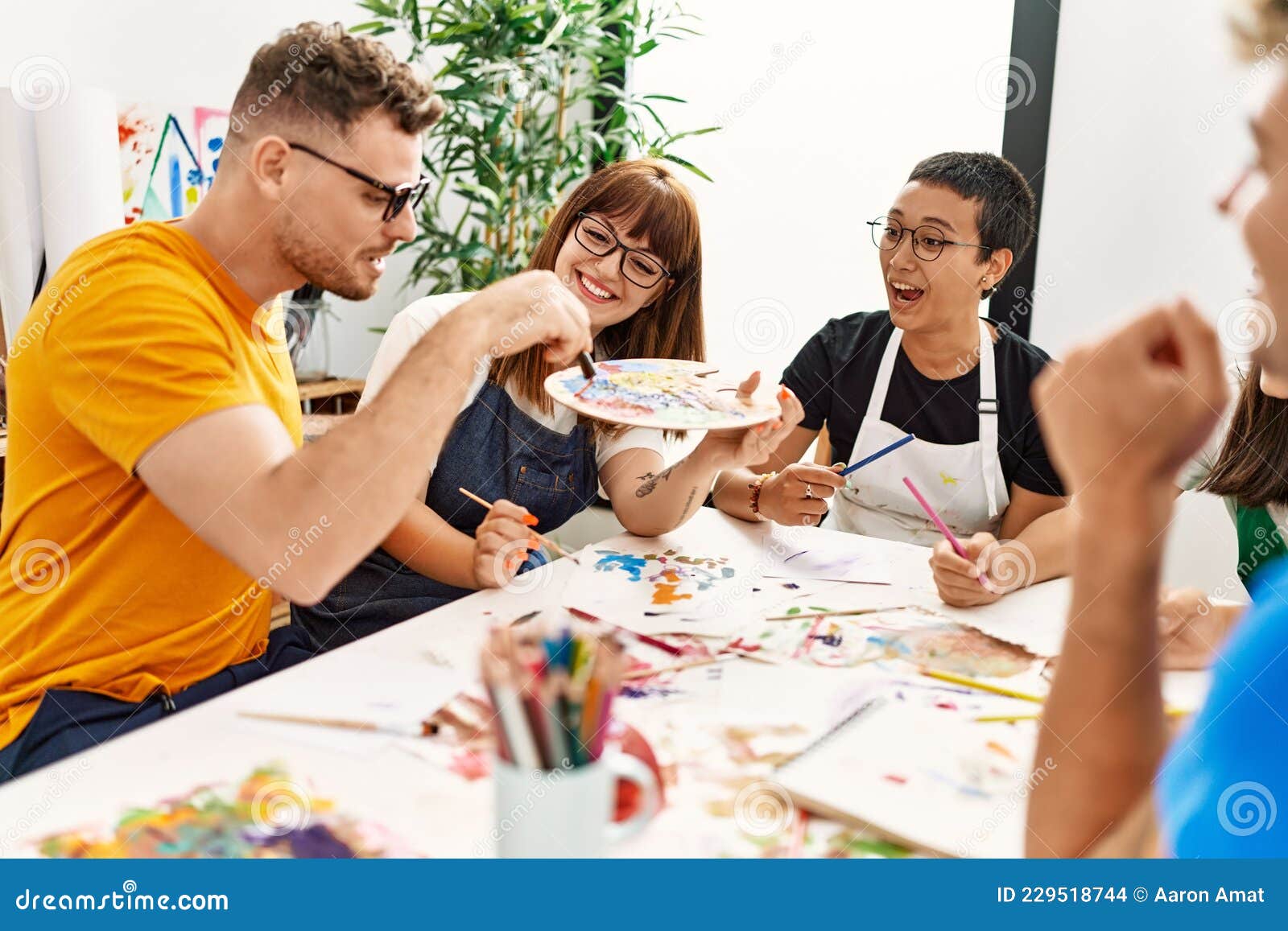 Group of People Drawing at Art Studio Stock Photo - Image of lesson ...