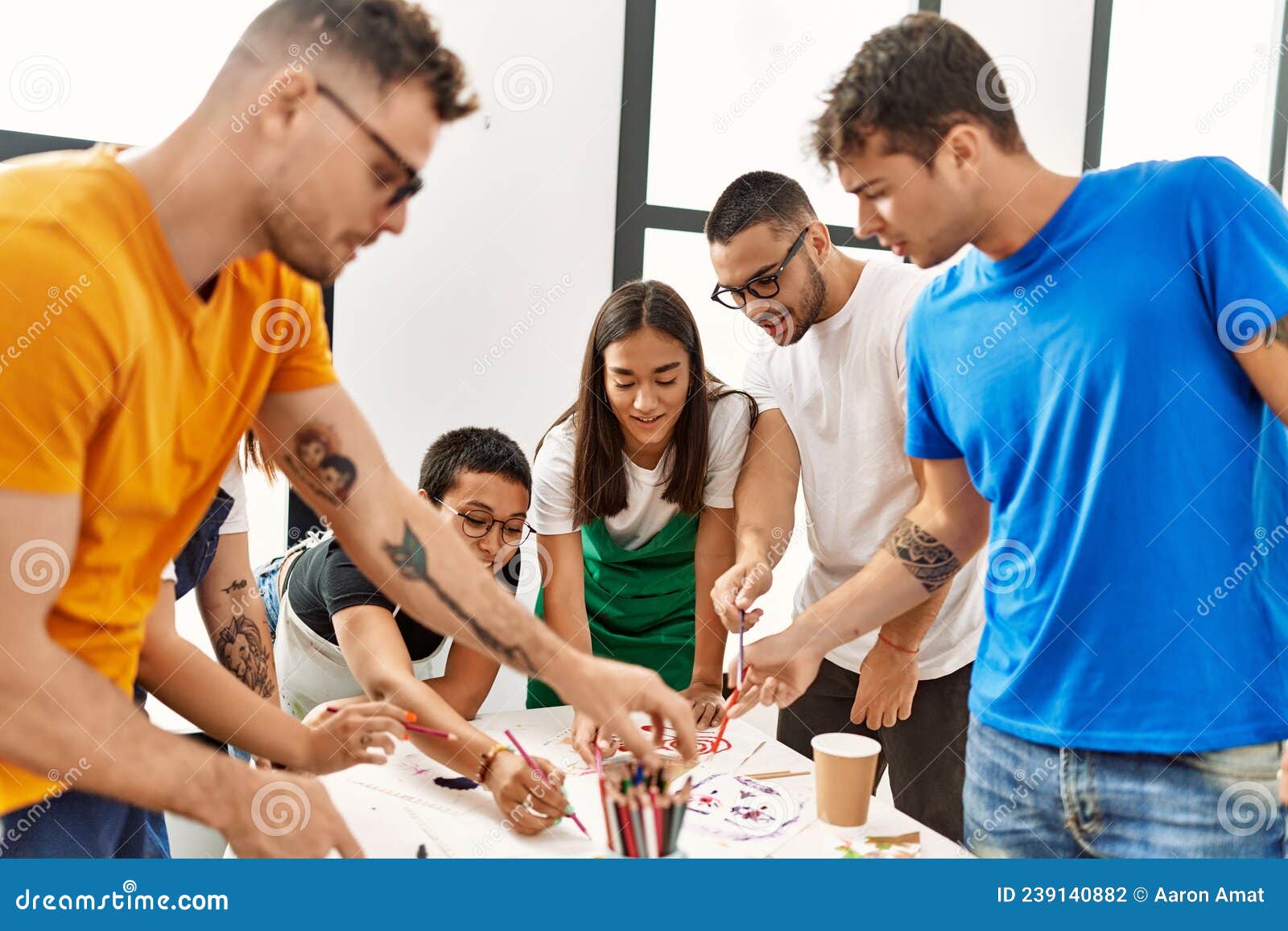 Group of People Drawing at Art Studio Stock Photo - Image of friends ...