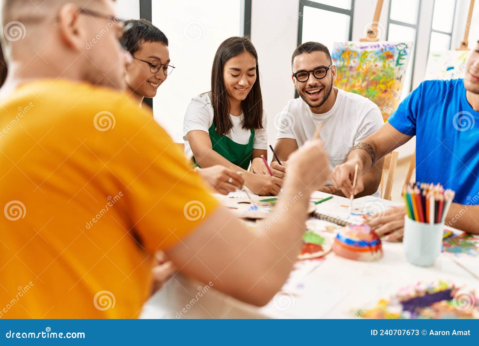 Group of People Drawing at Art Studio Stock Image - Image of hobby ...