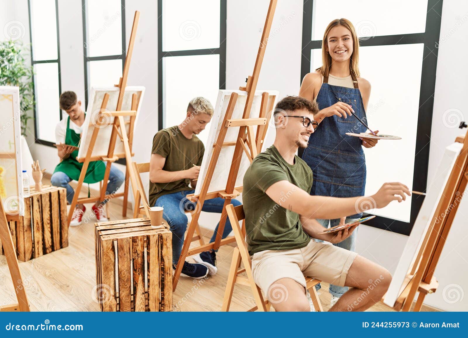 Group of People Drawing at Art Studio Stock Image - Image of draw ...