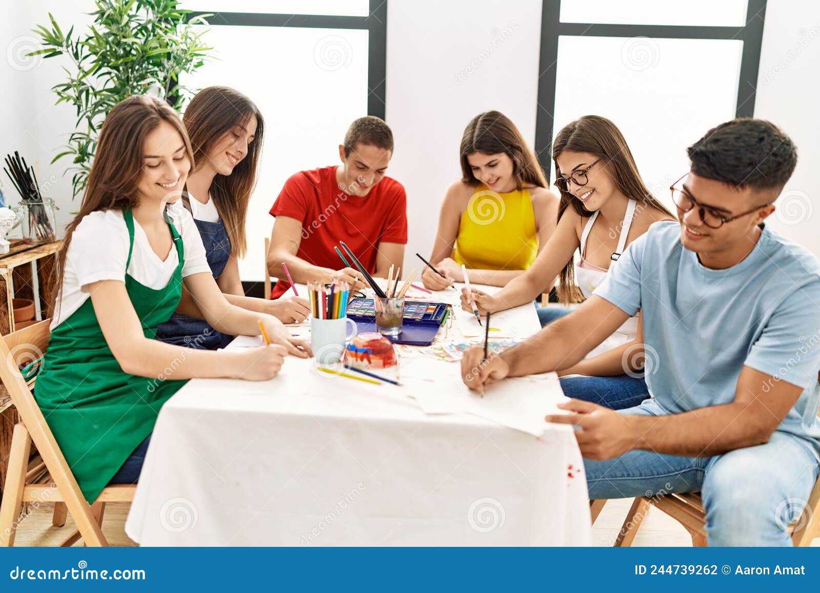 Group of People Drawing at Art Studio Stock Photo - Image of draw ...