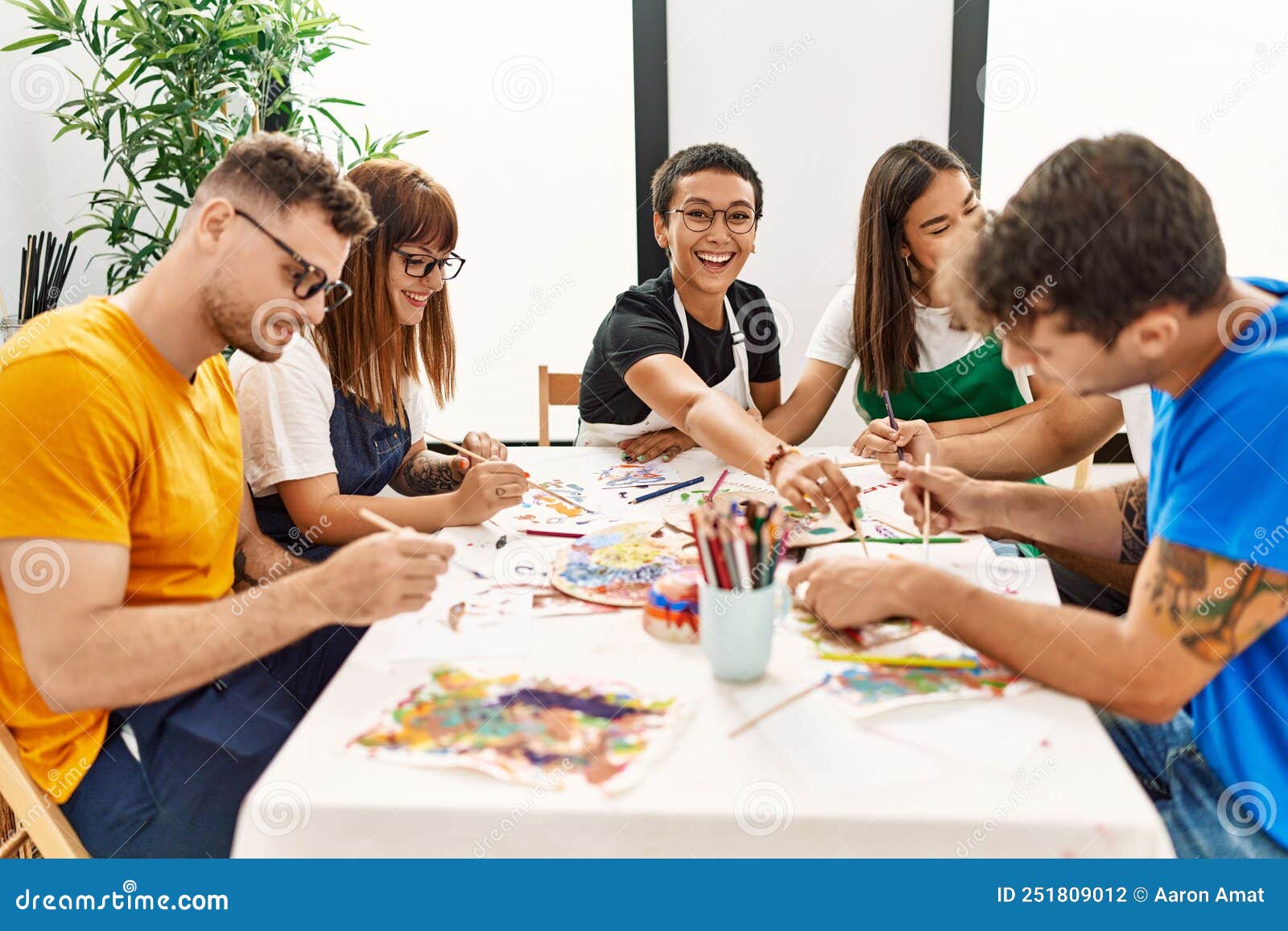 Group of People Drawing at Art Studio Stock Photo - Image of education ...