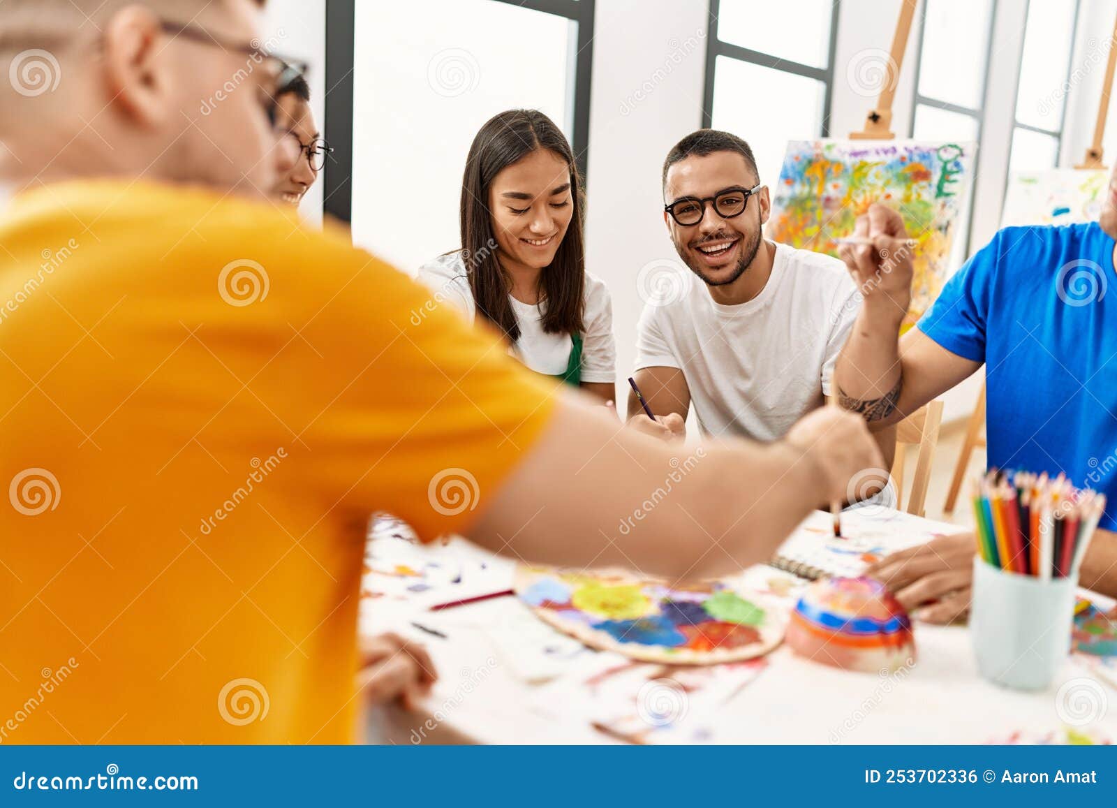 Group of People Drawing at Art Studio Stock Photo - Image of creativity ...