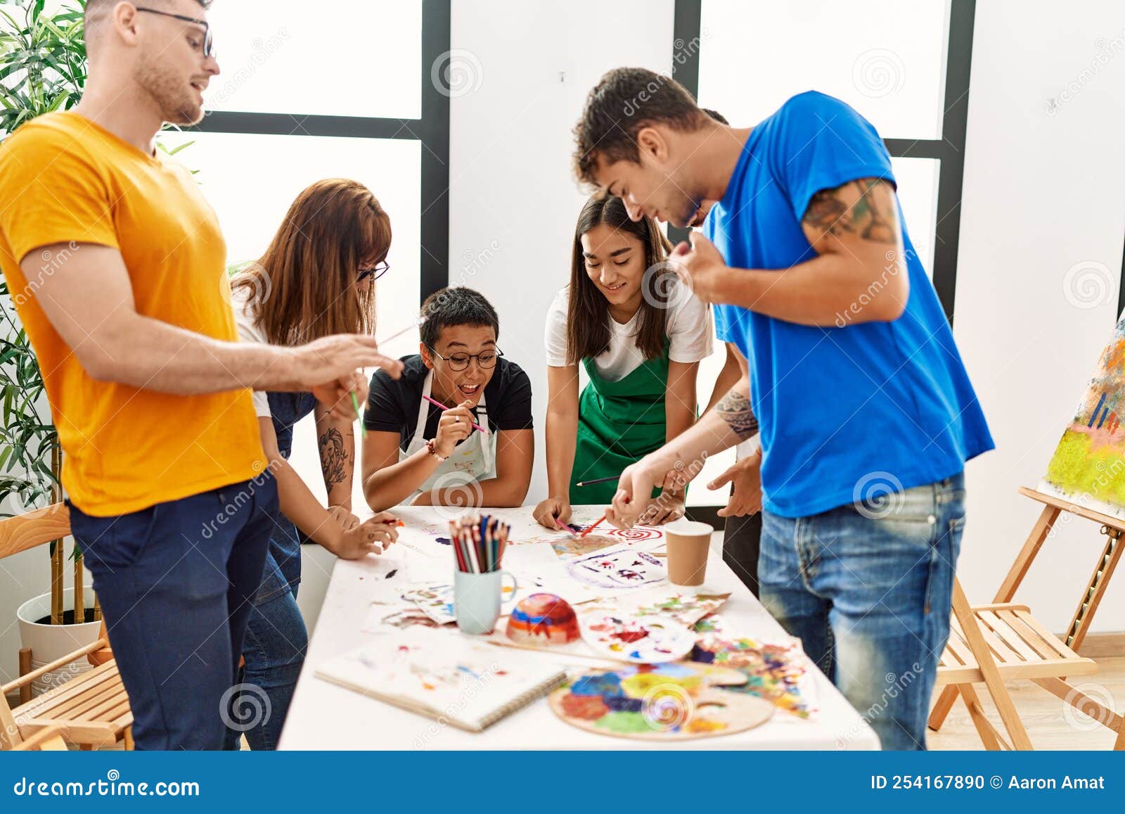 Group of People Drawing at Art Studio Stock Photo - Image of painter ...