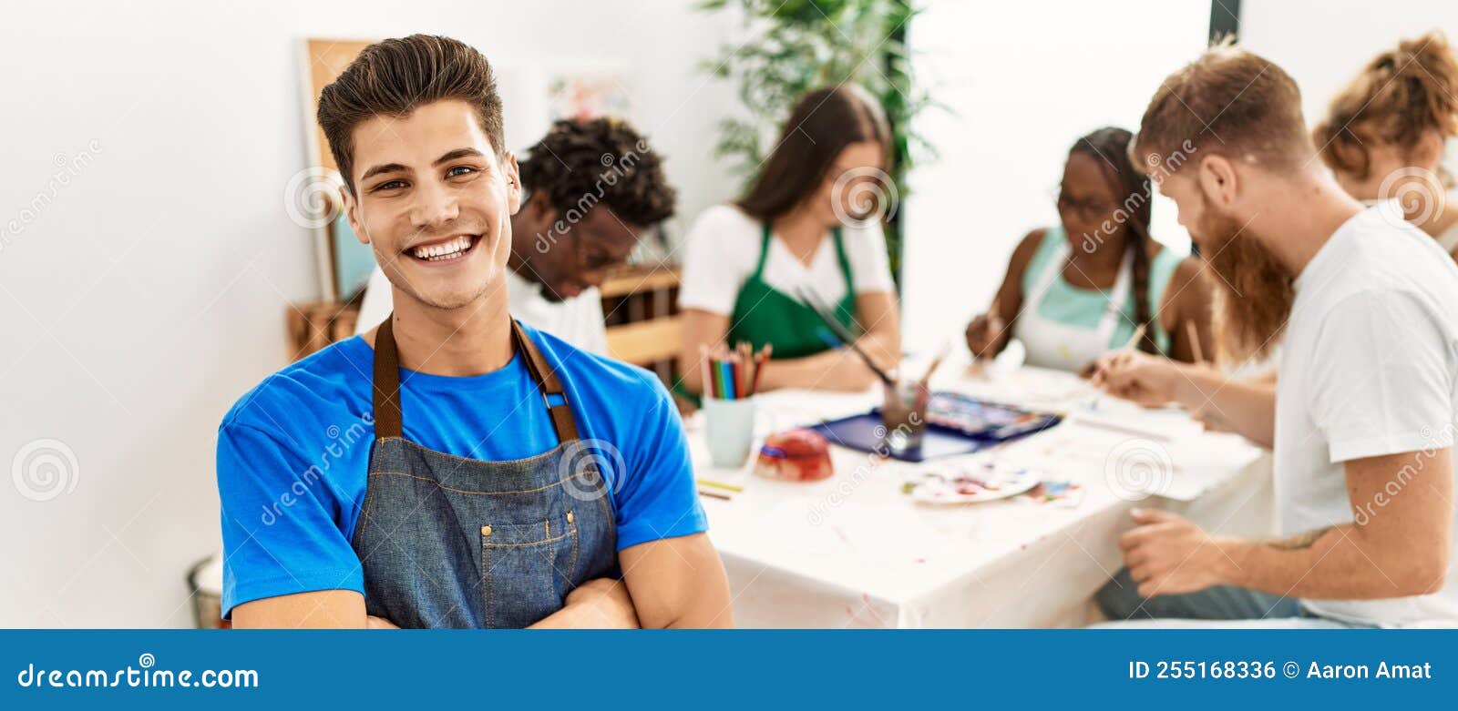 Group of People Drawing Sitting on the Table Stock Photo - Image of ...