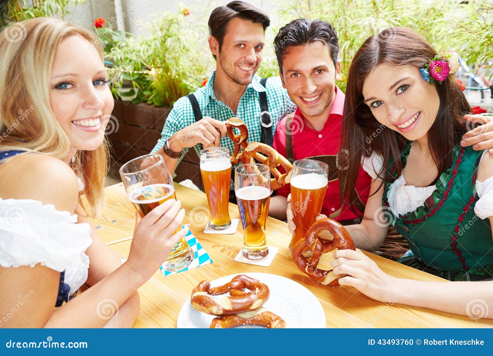 Group of People Drinking Beer Stock Photo - Image of group, pretzel ...