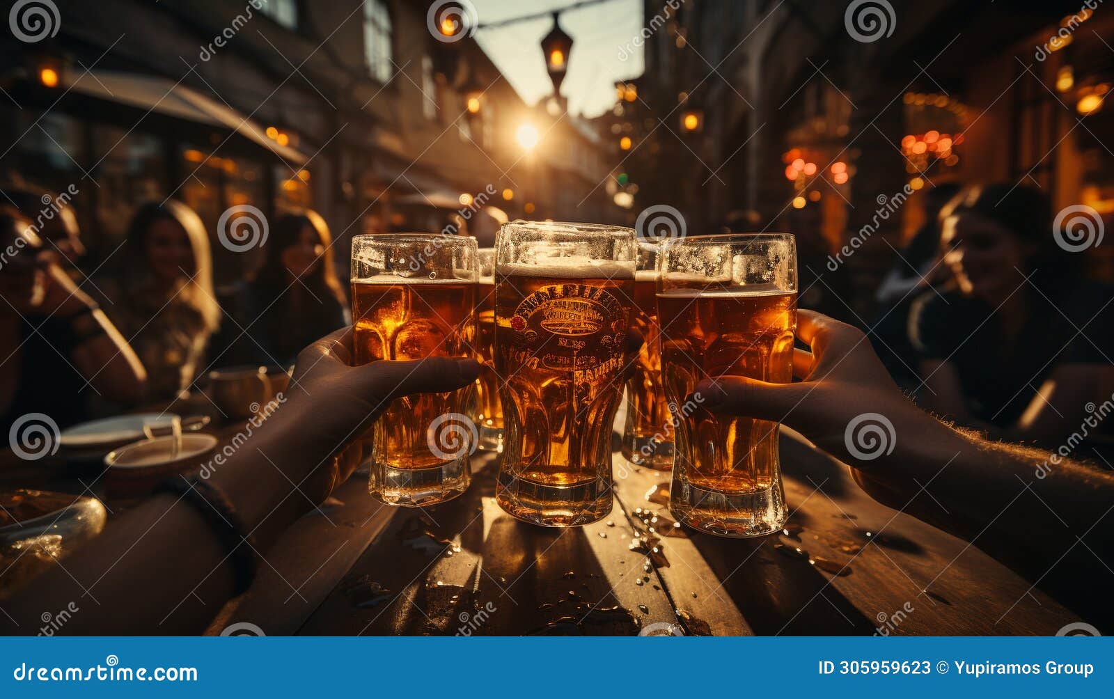 Group of People Drinking Beer at a Lively Bar after Work Generated by ...
