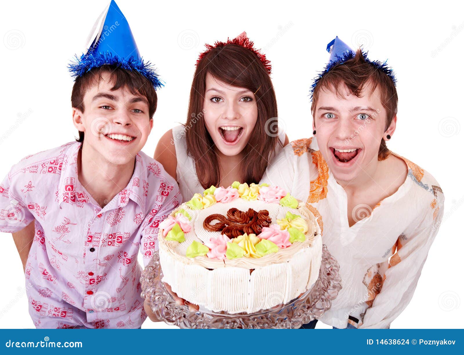 Group people eat cake. stock photo. Image of food, expression - 14638624