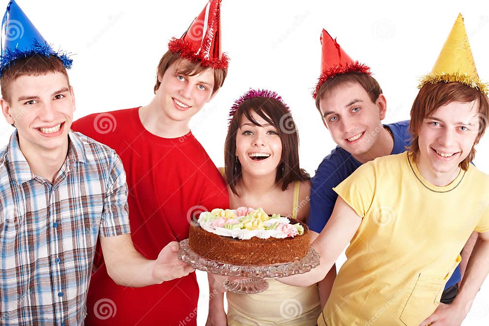 Group people eat cake. stock image. Image of isolated - 14919469