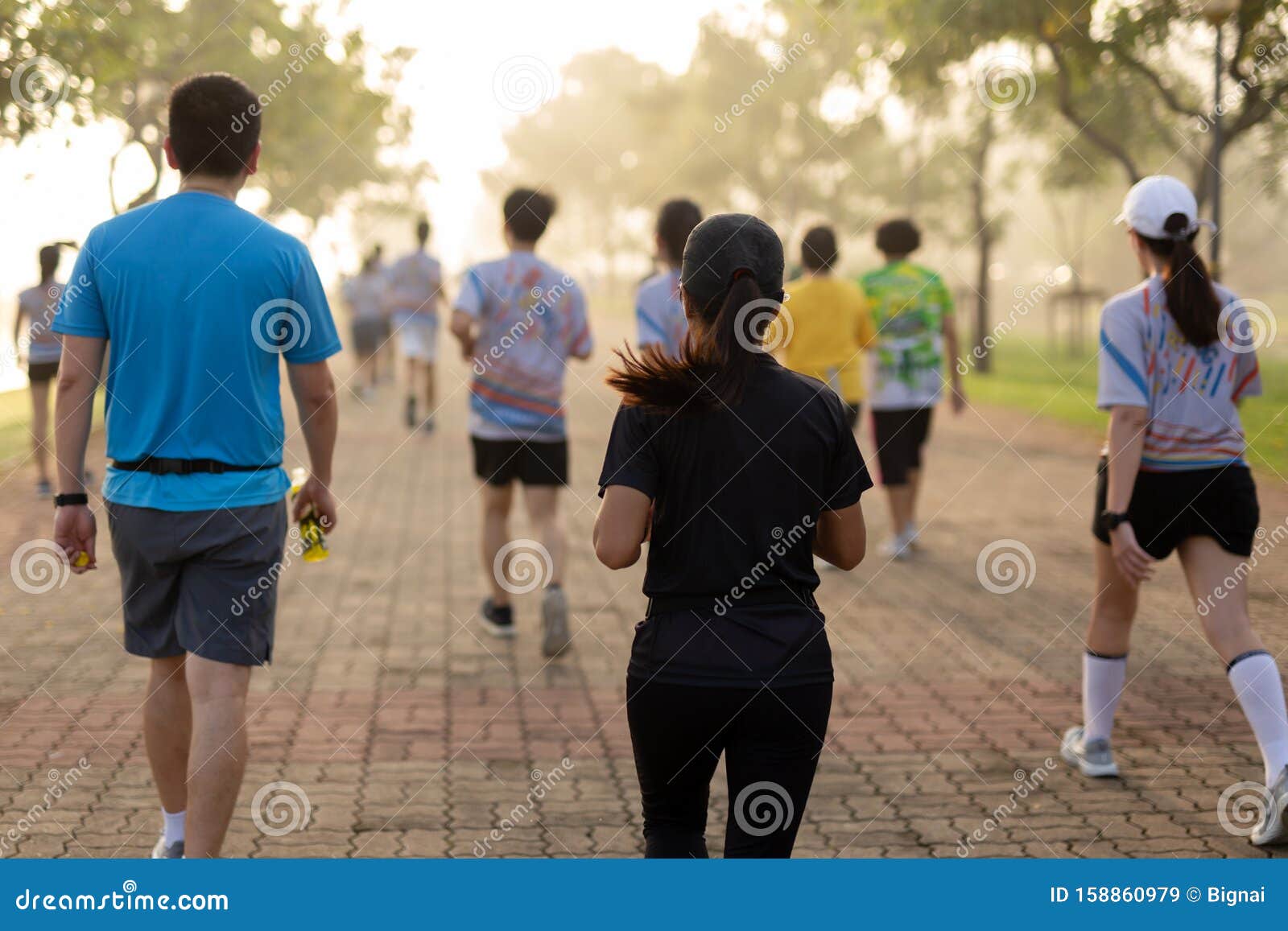 Group of People Exercise in the Park in Morning. Editorial Stock Image ...