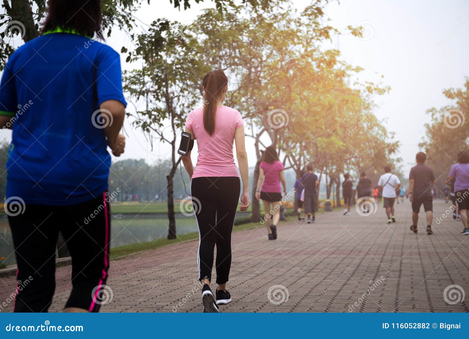 Group of People Exercise Walking in the Park Editorial Photography ...
