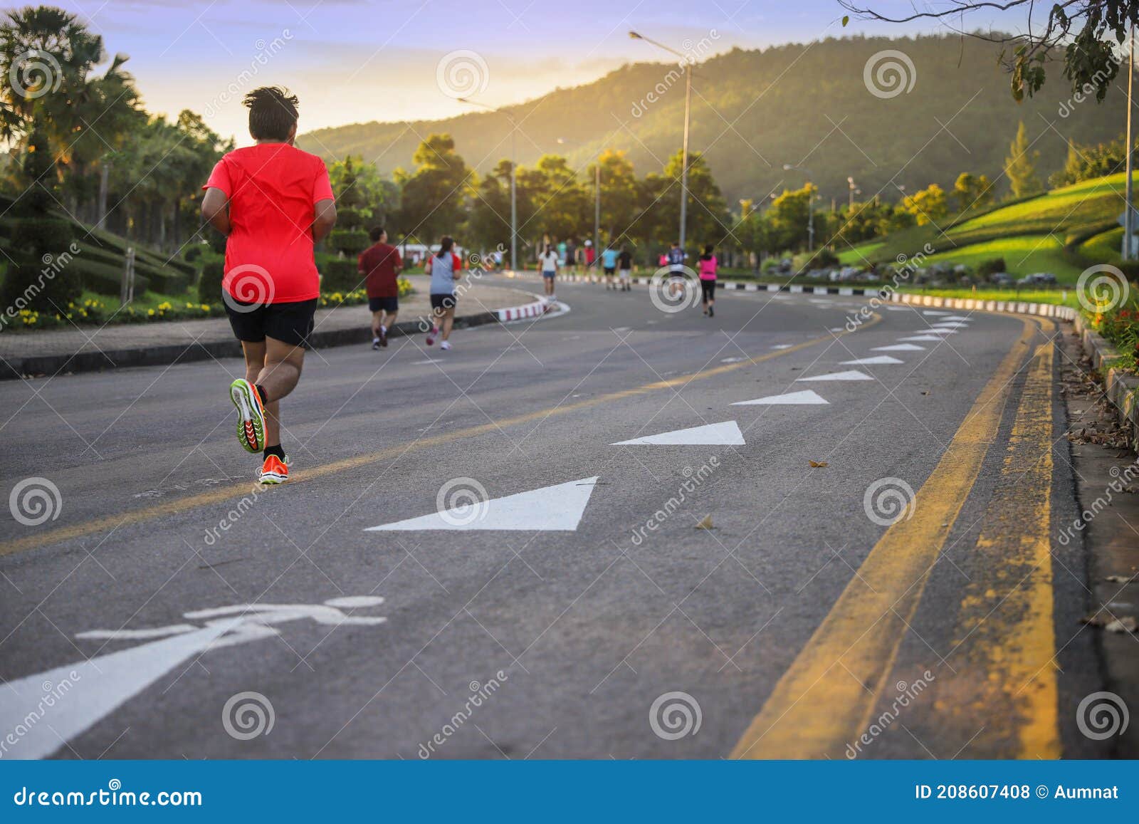 Group of People Exercise Walking in the Park in Morning Stock Photo ...