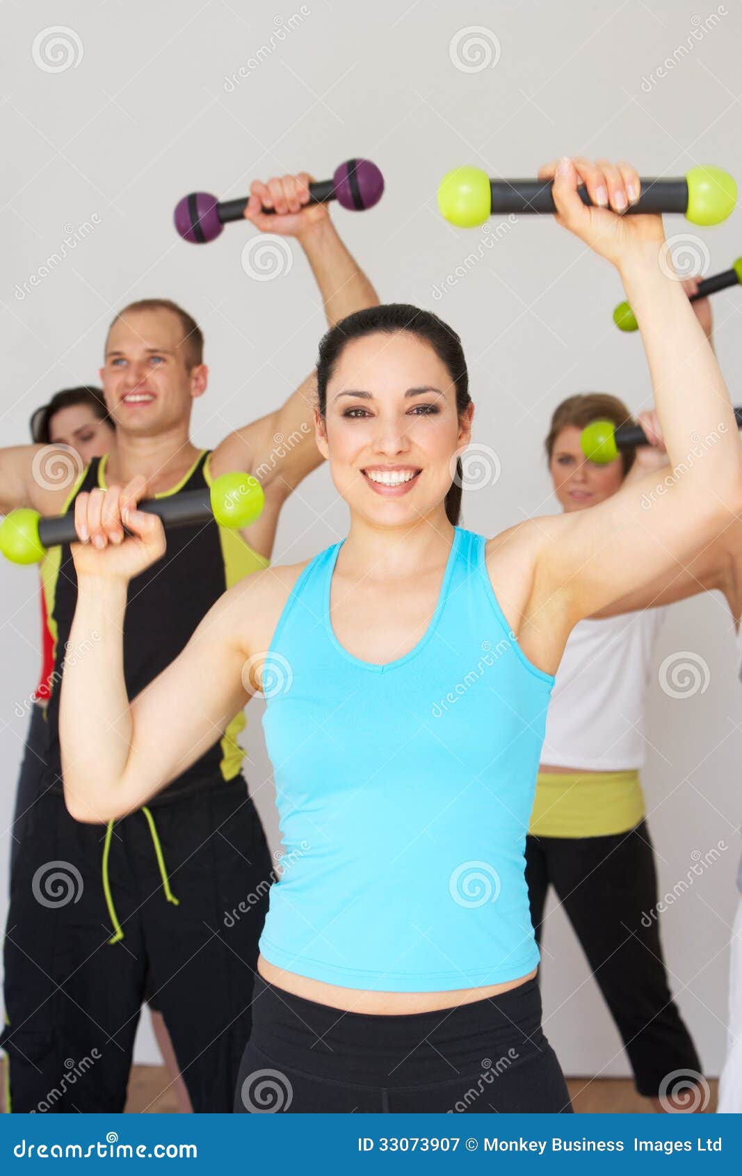 Group of People Exercising in Dance Studio with Weights Stock Image ...