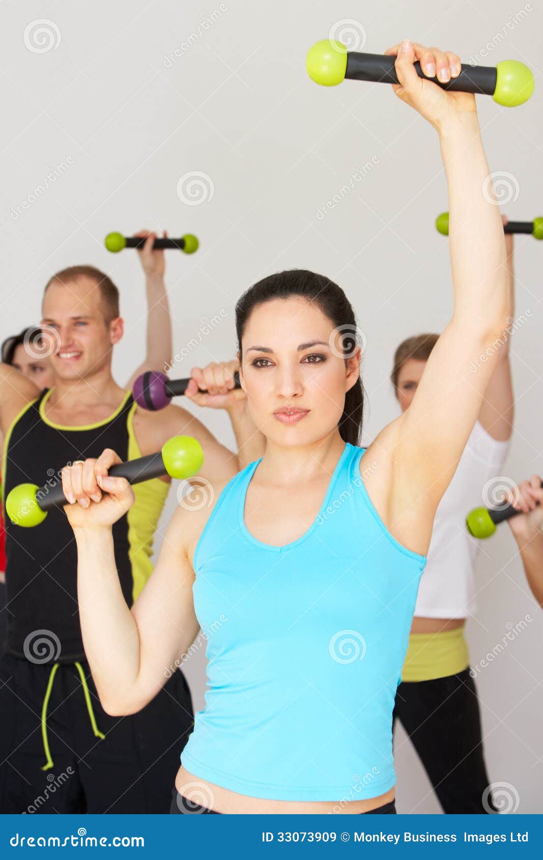 Group of People Exercising in Dance Studio with Weights Stock Image ...
