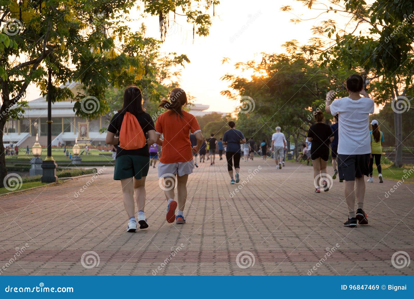 People Exercising In A Park Along The River, Background, Wallpaper, Sky ...